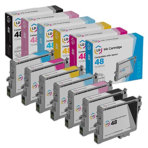 LD Remanufactured Ink Cartridge Replacements for Epson 48 (2 Black, 1 Cyan, 1 Magenta, 1 Yellow, 1 Light Cyan, 1 Light Magenta, 7-Pack)