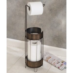 InterDesign Twillo Free Standing Toilet Paper Roll Holder – Dispenser and Spare Roll Storage for Bathroom, Bronze