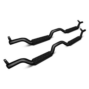 rampage slimline 2" drop step side bars | pair, steel, textured black | 26628 | fits 2007 - 2018 jeep wrangler jk unlimited 4-door