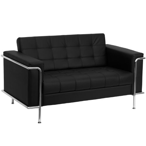 Flash Furniture HERCULES Lesley Series Contemporary Black LeatherSoft Loveseat with Encasing Frame