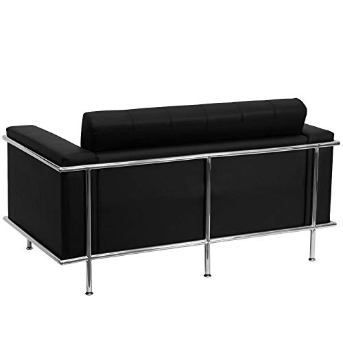 Flash Furniture HERCULES Lesley Series Contemporary Black LeatherSoft Loveseat with Encasing Frame