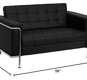 Flash Furniture HERCULES Lesley Series Contemporary Black LeatherSoft Loveseat with Encasing Frame