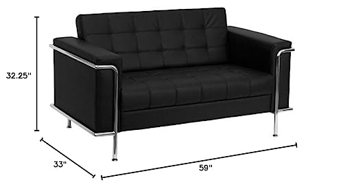 Flash Furniture HERCULES Lesley Series Contemporary Black LeatherSoft Loveseat with Encasing Frame