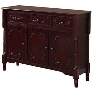 King's Brand Wood Console Sideboard Table with Drawers and Storage, Cherry Finish