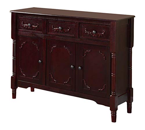 King's Brand Wood Console Sideboard Table with Drawers and Storage, Cherry Finish