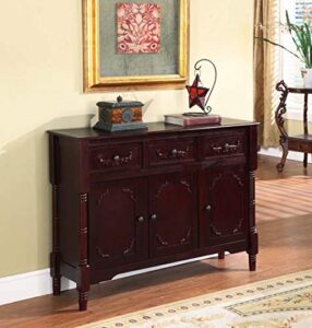 king's brand wood console sideboard table with drawers and storage, cherry finish