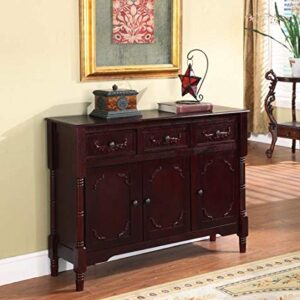 King's Brand Wood Console Sideboard Table with Drawers and Storage, Cherry Finish