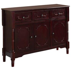 King's Brand Wood Console Sideboard Table with Drawers and Storage, Cherry Finish