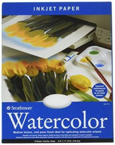 strathmore inkjet watercolor paper, 8.5x11 inches, 8 sheets (115lb/245g) - artist paper for adults and students - watercolors, mixed media, markers and art journaling