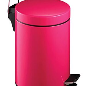 Premier Housewares 506420 Pedal Bin Hot Pink Kitchen Bin Stainless Steel Bathroom Bin Pedal Push Kitchen Bins Recycling Bins 3 L H26 x W17 x D23cm