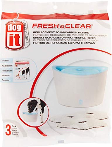 Dogit Replacement Drinking Water Fountain Filters, 3-Pack – Replacement Filters for Dogit Fresh & Clear Drinking Water Fountain and ZEUS H2EAU Elevated Dog and Cat Drinking Water Fountain