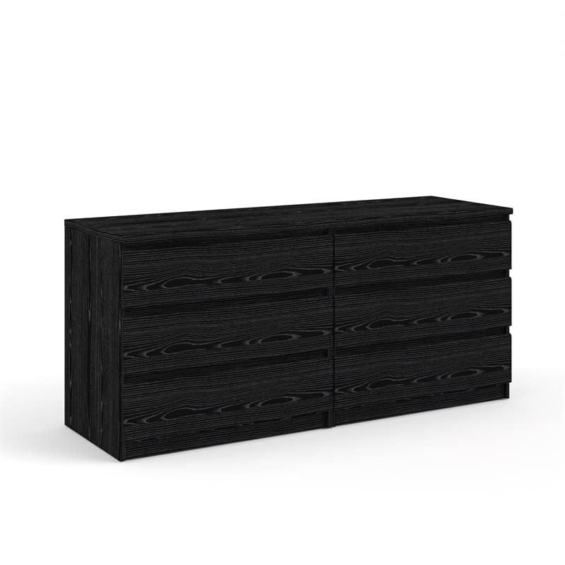 Tvilum 6 Drawer Double Dresser, Black Woodgrain