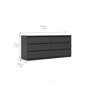 Tvilum 6 Drawer Double Dresser, Black Woodgrain