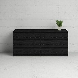 Tvilum 6 Drawer Double Dresser, Black Woodgrain