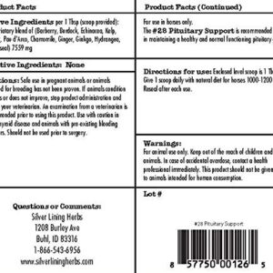 Silver Lining Herbs 28 Pituitary Support - Supports Equine Normal Function and Health Of the Pituitary - Natural Herbal Blend May Help Pituitary Dysfunction in Senior Horses - 1 lb Bag