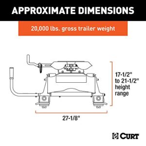 CURT 16536 Q20 5th Wheel Slider Hitch for Short Bed Trucks, 20,000 lbs