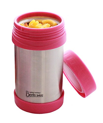 Laptop Lunches Bento-ware17oz Insulated Stainless Steel Lunch Jar, Pink Thermos - Holds Temp for up to 6 Hours