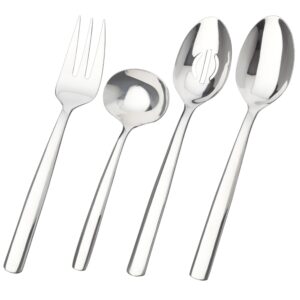 ginkgo international simple 4-piece stainless steel hostess serving set