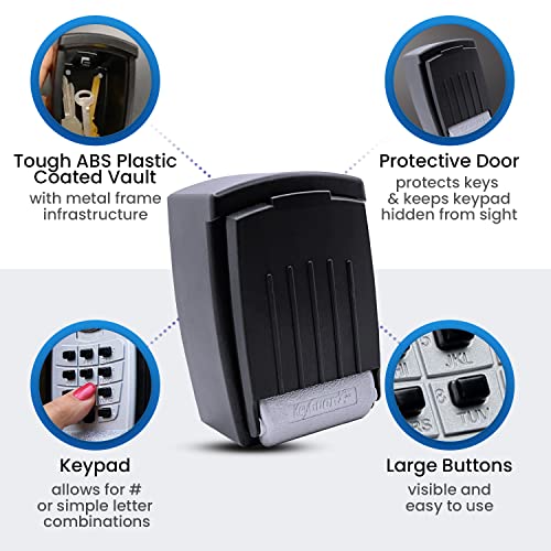 KeyGuard SL-590 Punch Button Key Storage Wall Mount Lock Box, Black Finish