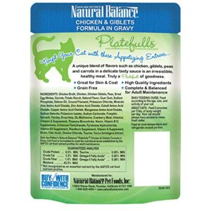 Natural Balance Platefulls Wet Cat Food Salmon, Chicken & Giblets Formula in Gravy, 3 Ounce Pouch (Pack of 24), Grain Free