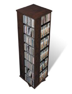 prepac large four-sided spinning tower storage cabinet, espresso