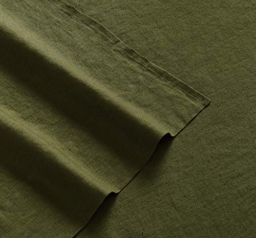 Brooklyn Loom Flax Linen Sheet Set, King, Olive Green