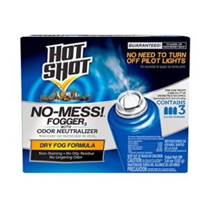 hot shot no mess fogger with odor neutralizer, kills roaches, ants, spiders & fleas, controls heavy infestations, 3 count, 1.2 ounce