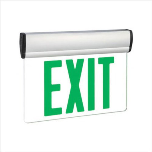 LED Exit Sign - Universal Edge-Lit - Green Letters - 120/277 Volt and Battery Backup - Exitronix S902-WB-SR-GC-WH