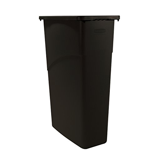 Slim Jim Rubbermaid Container - Standard Base - 23-Gallon Capacity - Black - Black