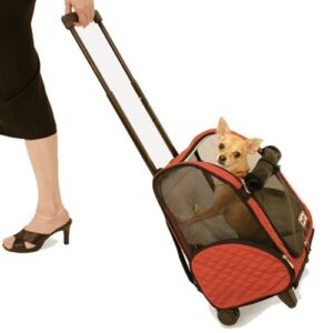 snoozer roll around 4-in-1 pet carrier, red/black, large