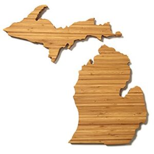 AHeirloom: The Original Michigan State Shaped Serving & Cutting Board. (As Seen in O Magazine, Good Morning America, Real Simple, Brides, Knot.) Made in the USA from Organic Bamboo, Large 15"