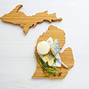 AHeirloom: The Original Michigan State Shaped Serving & Cutting Board. (As Seen in O Magazine, Good Morning America, Real Simple, Brides, Knot.) Made in the USA from Organic Bamboo, Large 15"