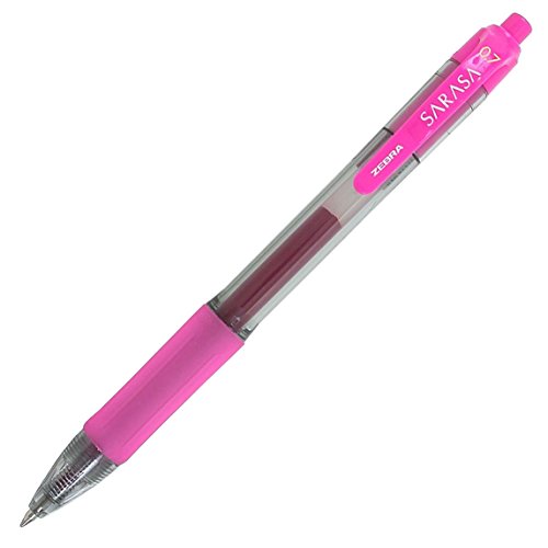 ZEBRA PEN Sarasa Retractable Gel Ink Pens, Medium Point 0.7mm, Fuchsia Color, Rapid Dry Ink, 12-Count