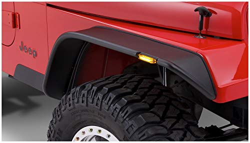 Bushwacker Jeep Flat Style Front Fender Flares | 2-Piece Set, Black, Textured Finish | 10067-07 | Fits 1987-1995 Jeep Wrangler YJ (Excludes Renegade)