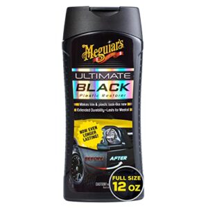 meguiar's ultimate black plastic restorer - restores black plastic & faded trim pieces while adding durability & uv protection - 12 oz