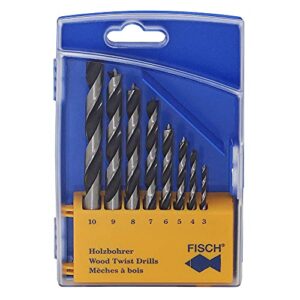 fisch 01200008k standard wood twist drill set in plastic box, 0 v, multi-colour, 3-10 mm, 8-piece