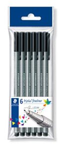 staedtler triplus fineliner tips - pack of 6 pack of 6, black (334-9 pb6 st)