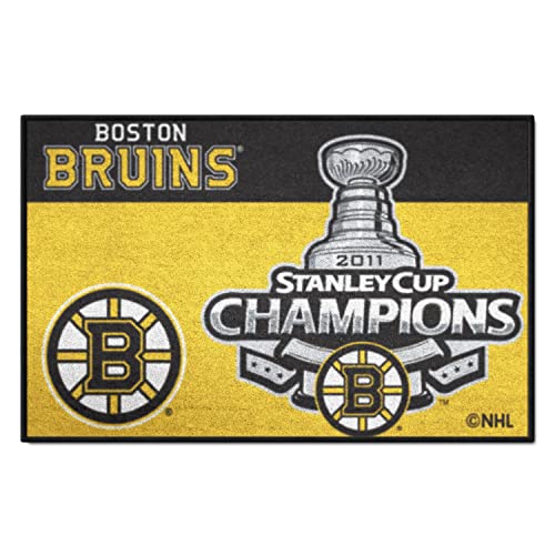 FANMATS 12675 Boston Bruins 2011 NHL Stanley Cup Champions Starter Mat Accent Rug - 19in. x 30in.