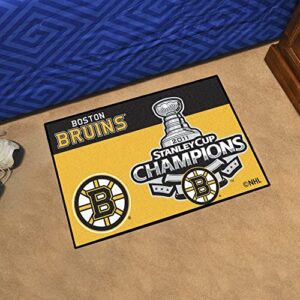 FANMATS 12675 Boston Bruins 2011 NHL Stanley Cup Champions Starter Mat Accent Rug - 19in. x 30in.