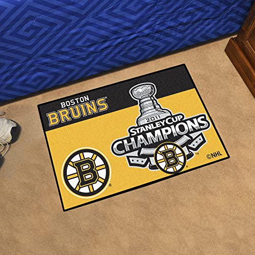 FANMATS 12675 Boston Bruins 2011 NHL Stanley Cup Champions Starter Mat Accent Rug - 19in. x 30in.