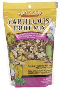 sun seed company bss59205 fabulous fruit mix parrot treats pouch, 12-ounce