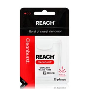 Reach Waxed Dental Floss, Cleanburst Cinnamon, 55 Yards (Pack of 4)