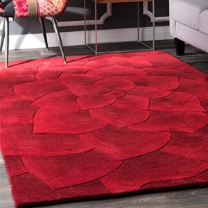 nuloom gol hand tufted wool floral area rug, 5' x 8', red