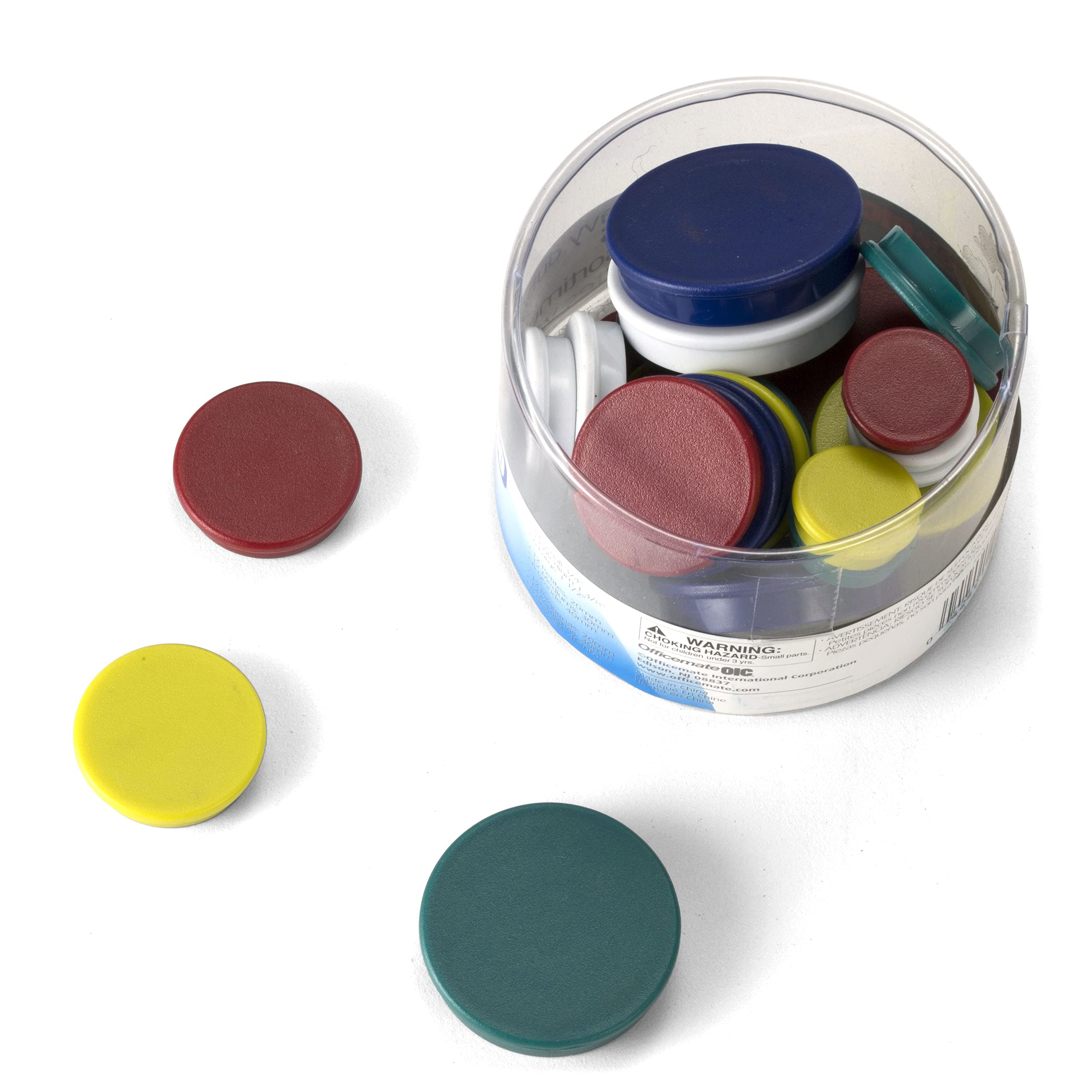 Officemate Heavy-Duty Magnets, Assorted Colors, Pack Of 30