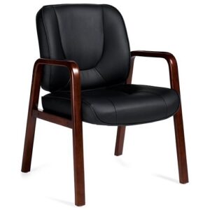 offices to go luxhide guest chair with wood accents