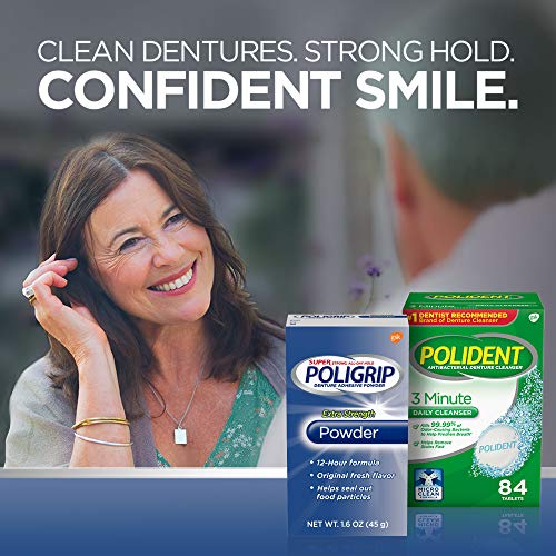 Super Poligrip Denture Adhesive Powder-1.6 oz ( Pack of 4)