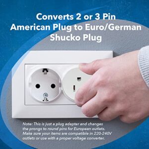 OREI American USA to European Schuko Germany Plug Adapters CE Certified Heavy Duty - 6 Pack - Perfect for Travelling with Cell Phones, Laptops, Cameras & More