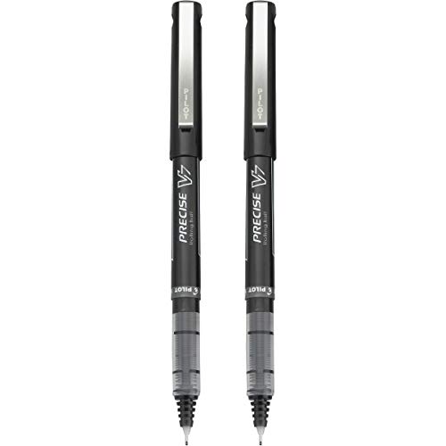 PILOT Precise V7 Stick Liquid Ink Rolling Ball Stick Pens, Fine Point (0.7mm) Black Ink, 2-Pack (25010)