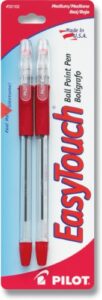 pilot easytouch ballpoint stick pens, medium point, red ink, 2-pack (32102)