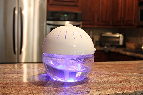 EcoGecko Earth Globe- Glowing Water Air Washer and Revitalizer with Lavender Oil, White (75606-White)